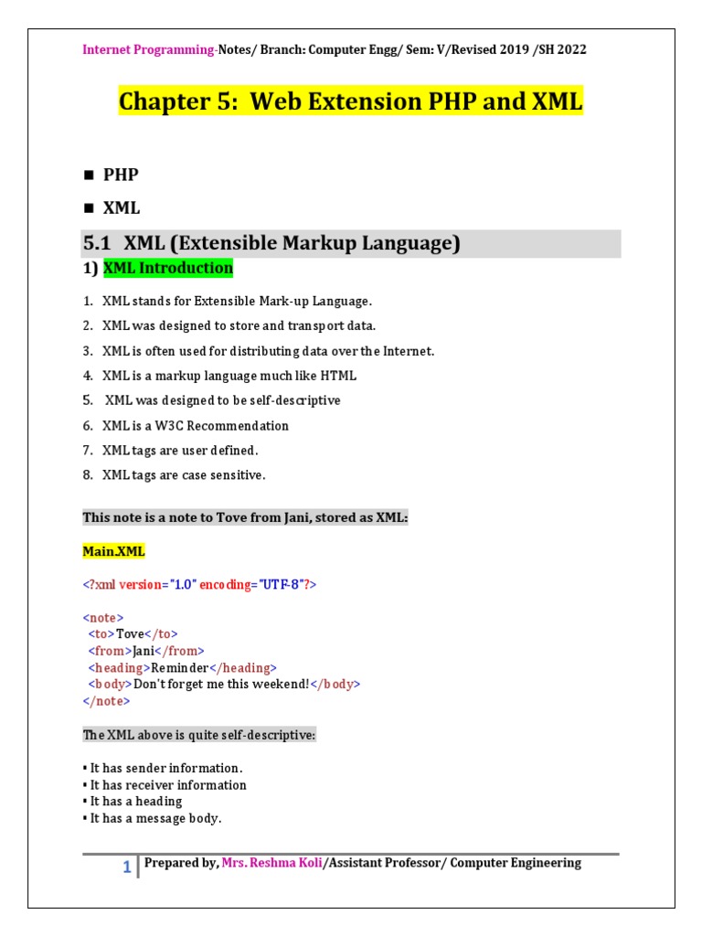 PHP & XML for Computer Engineering | PDF | Document Object Model | Xml