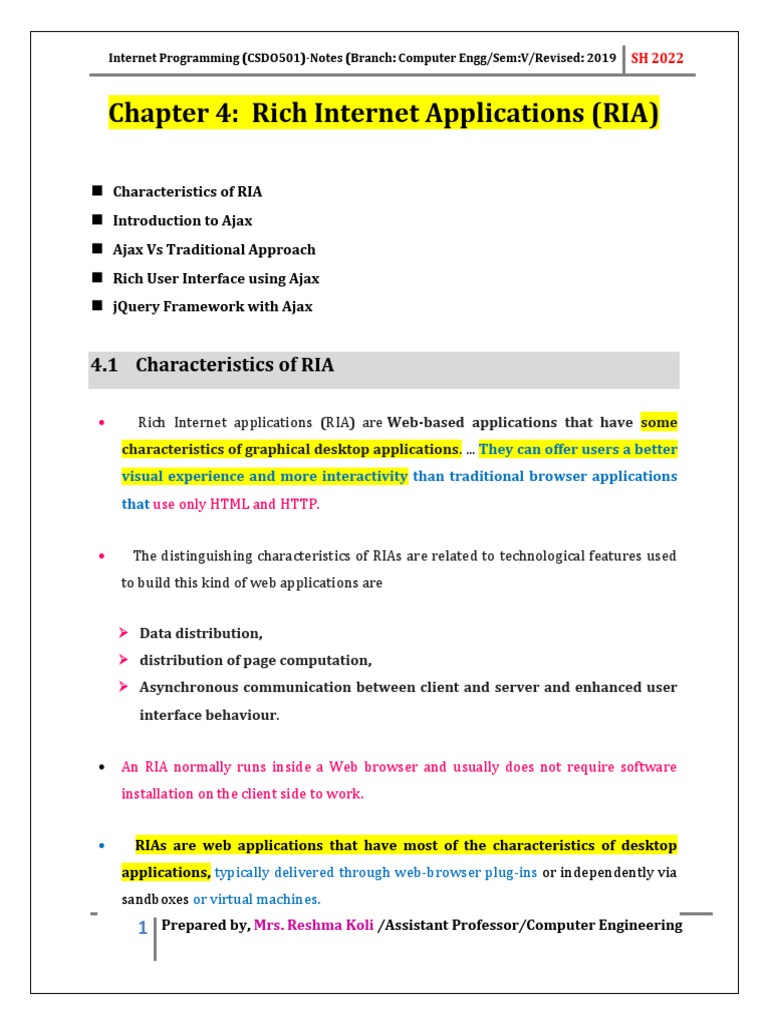 IP - Chapter No 4-Ajax-Notes-SH 2022-Prepared by Reshma Koli | PDF