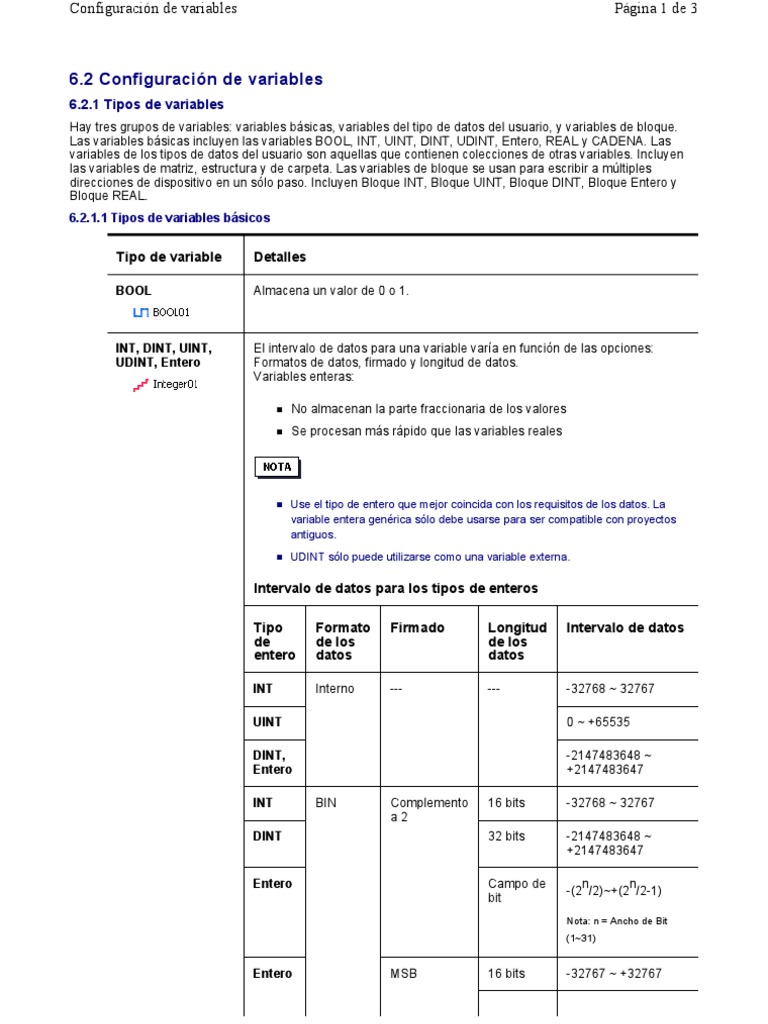 Variables Vijeo Designer 5 | PDF | Poco | Variable (informática)