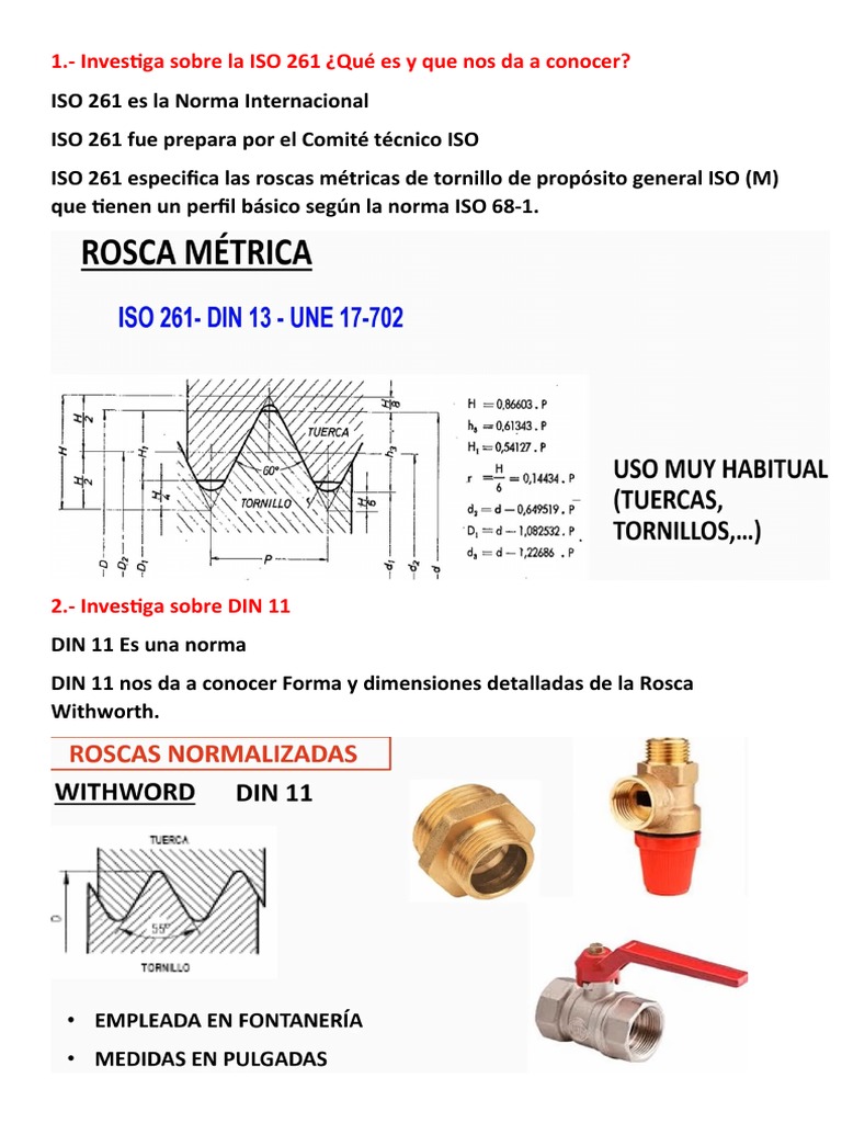 Normas de Roscas: ISO y DIN Explicadas | PDF | Tecnología