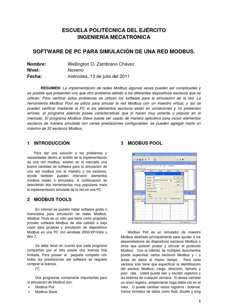 Simulador de Red Modbus | PDF | Microsoft Excel | Simulación