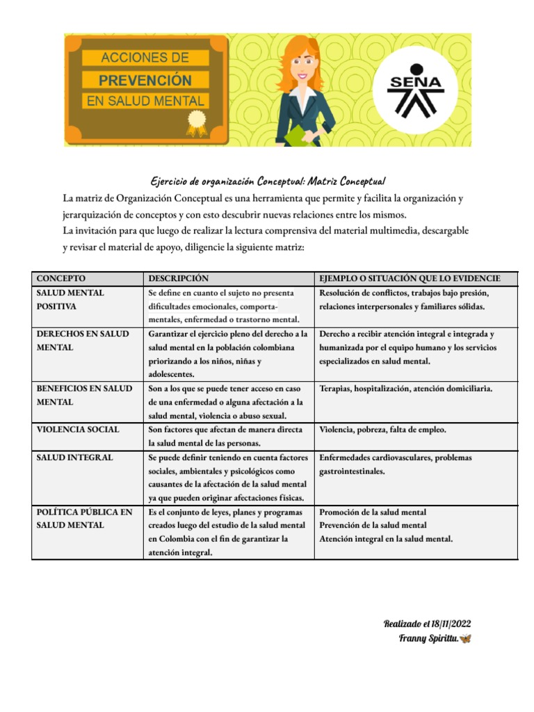 Matriz Conceptual AA1 | PDF | Salud mental | Mente