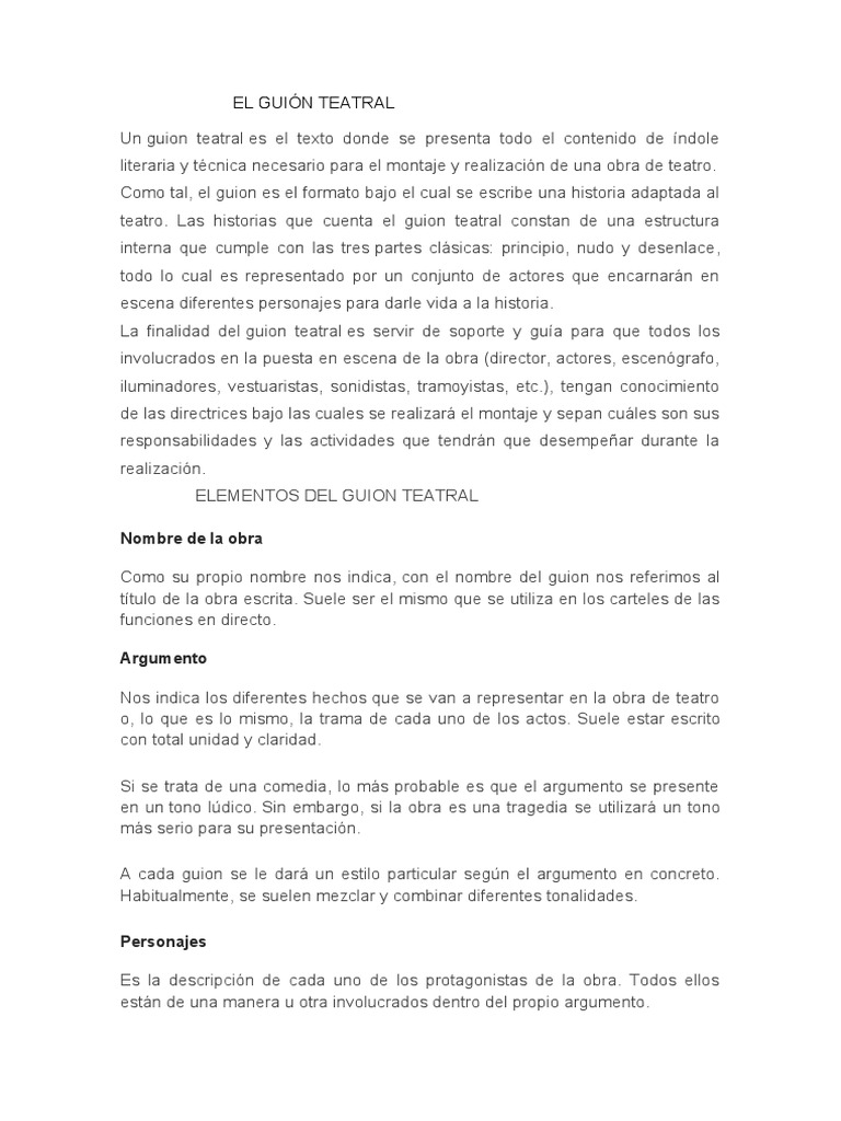Elementos del Guion Teatral | PDF | Teatro