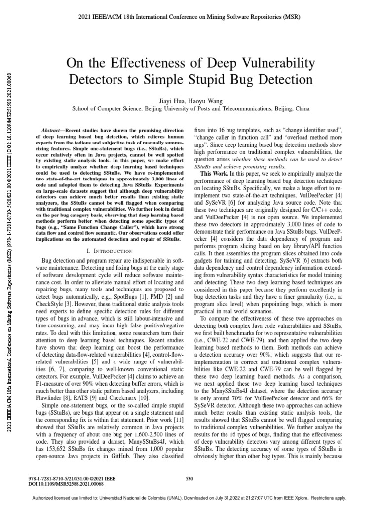 On The Effectiveness of Deep Vulnerability Detectors To Simple Stupid Bug Detection | PDF ...