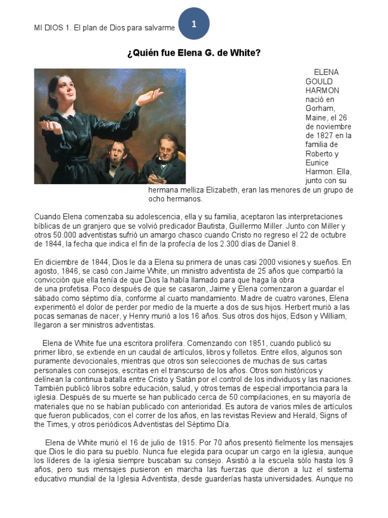 Biografía de Elena G. de White | PDF