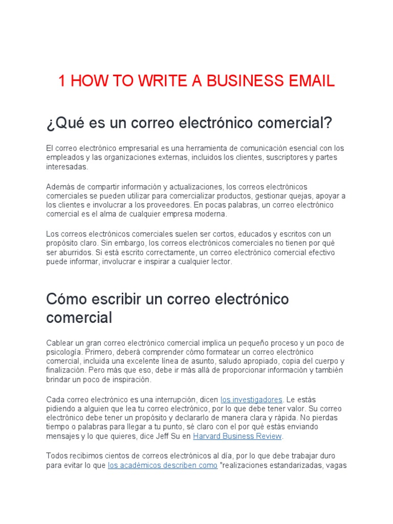 How to Write a Business Email Español | PDF