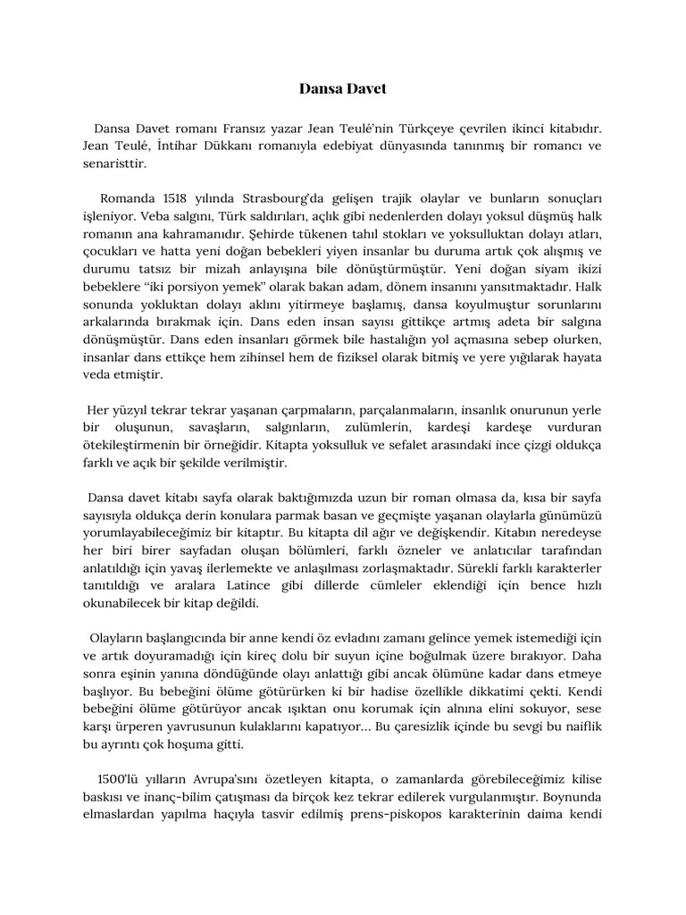 Deniz Mutlu - Dansa Davet Eleştiri | PDF