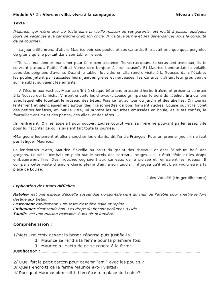 Etude de Texte 7ème | PDF