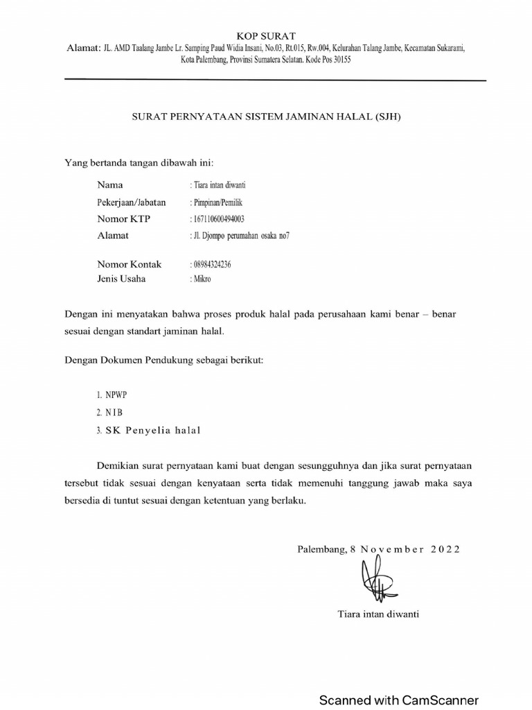 Surat PSJH Salinan | PDF