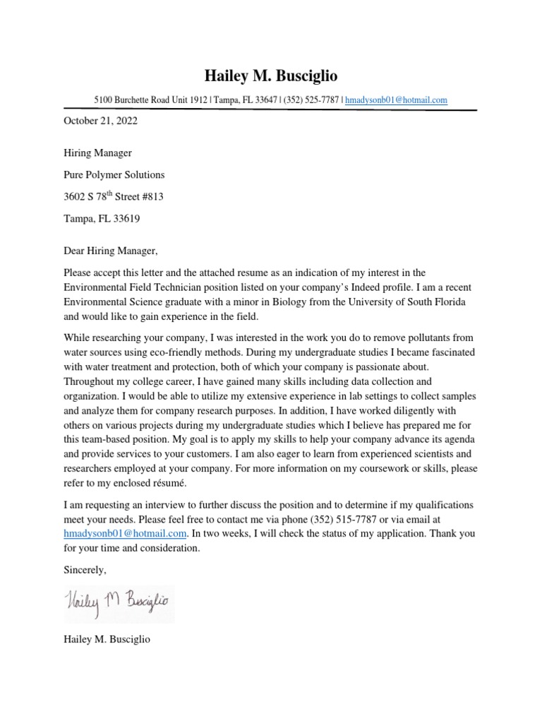 Cover Letter Final | PDF