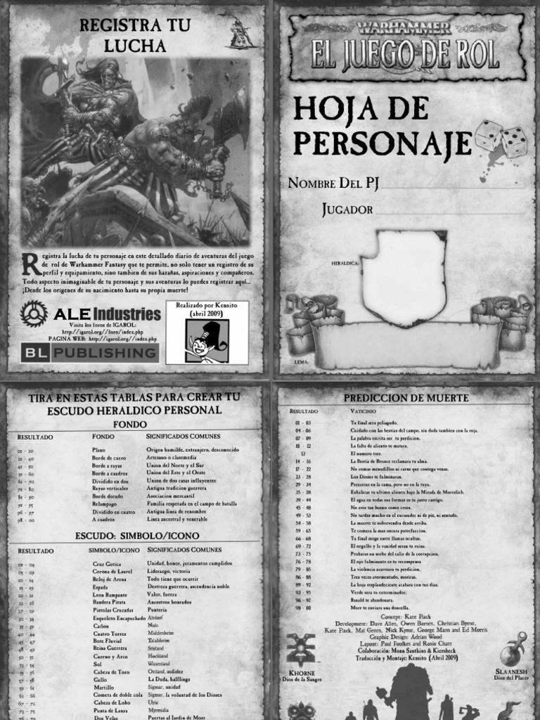 Warhammer Fantasy 2ed - Ficha de Personaje Completa | PDF