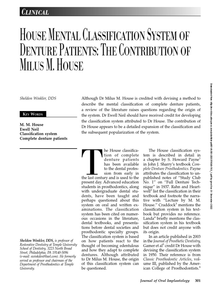 House | PDF | Prosthodontics | Dentistry