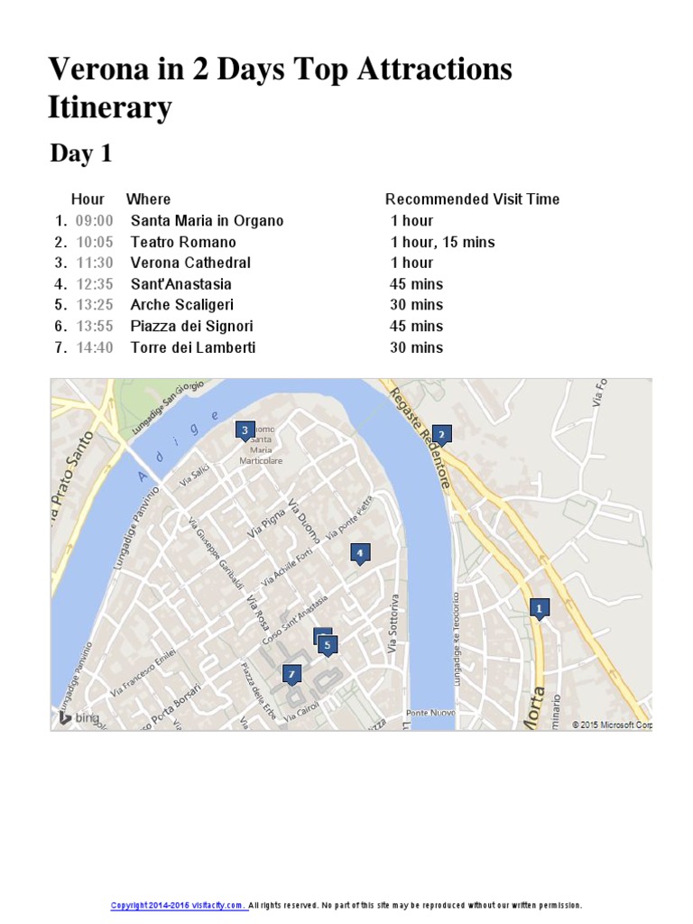 Verona in 2 Days Top Attractions Itinerary | PDF