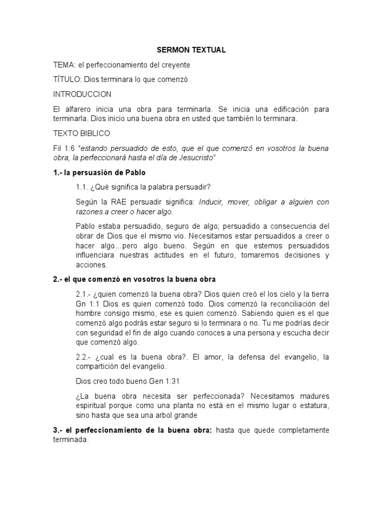 Sermon Textual Bosquejo I | PDF | Jesús | Dios