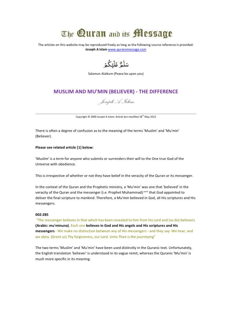 Muslim and Mu'Min | Prophets And Messengers In Islam | Quran