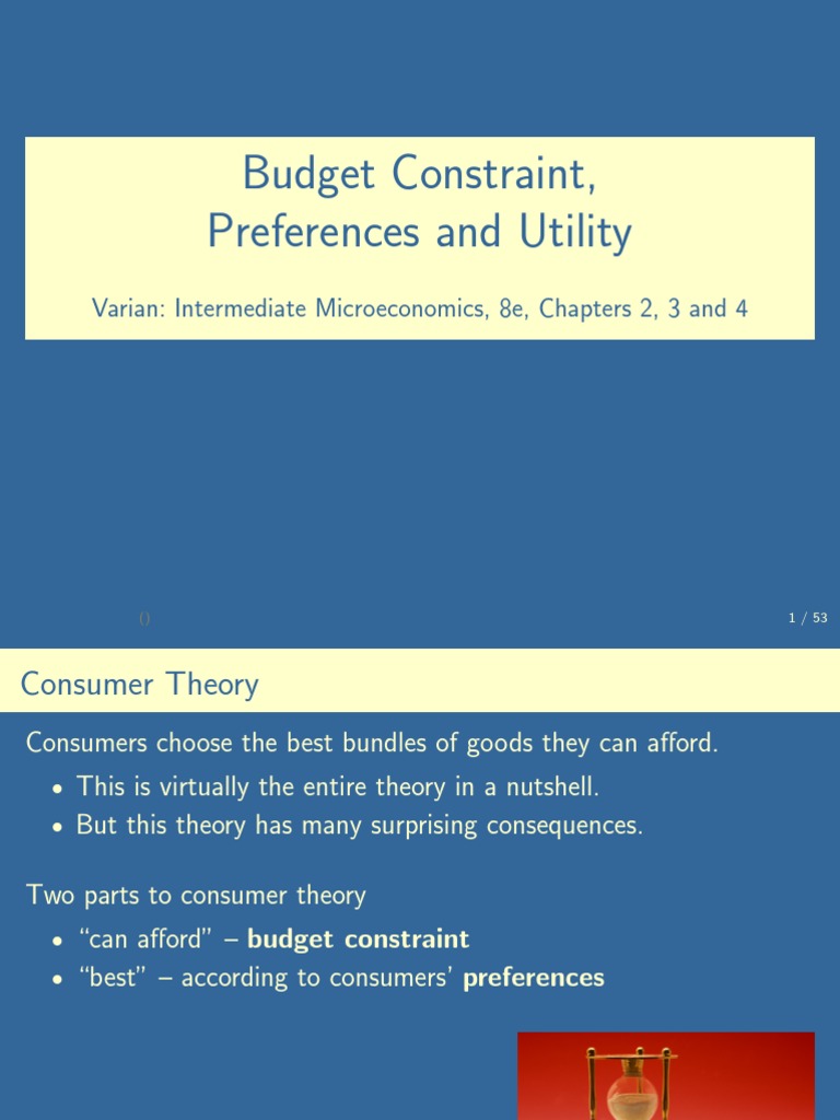 Budget Constraint Preferences And Utility Pdf Utility Taxes