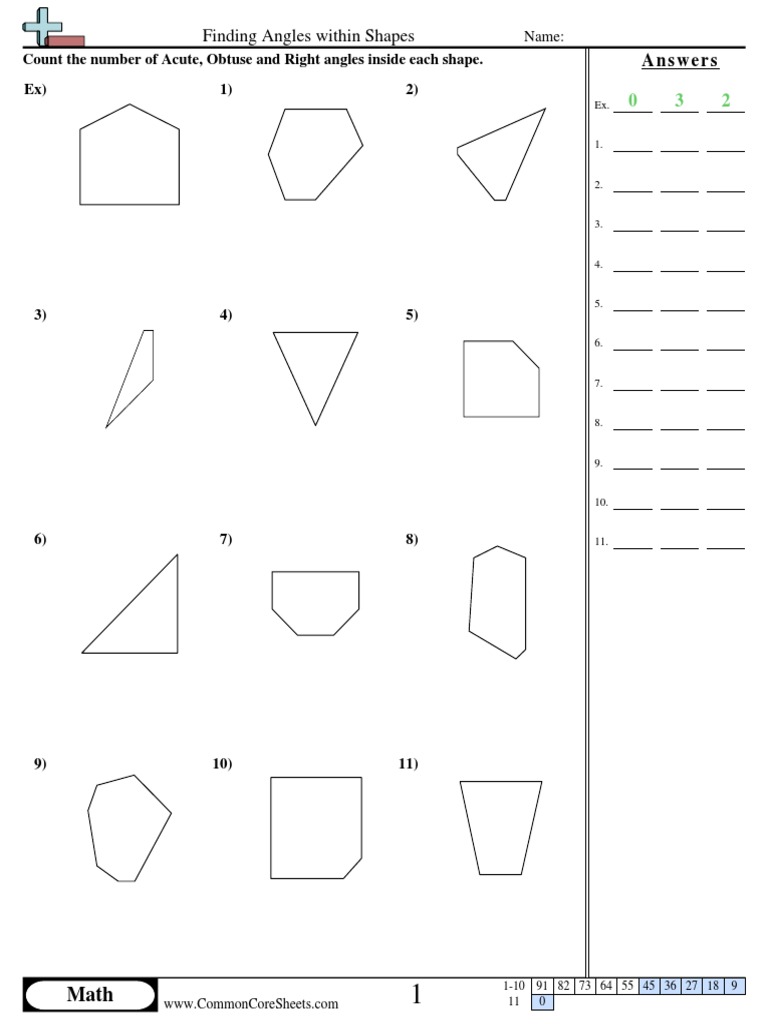 Finding Angles Within Shapes: Answer Key | PDF | Angle | Physical Phenomena