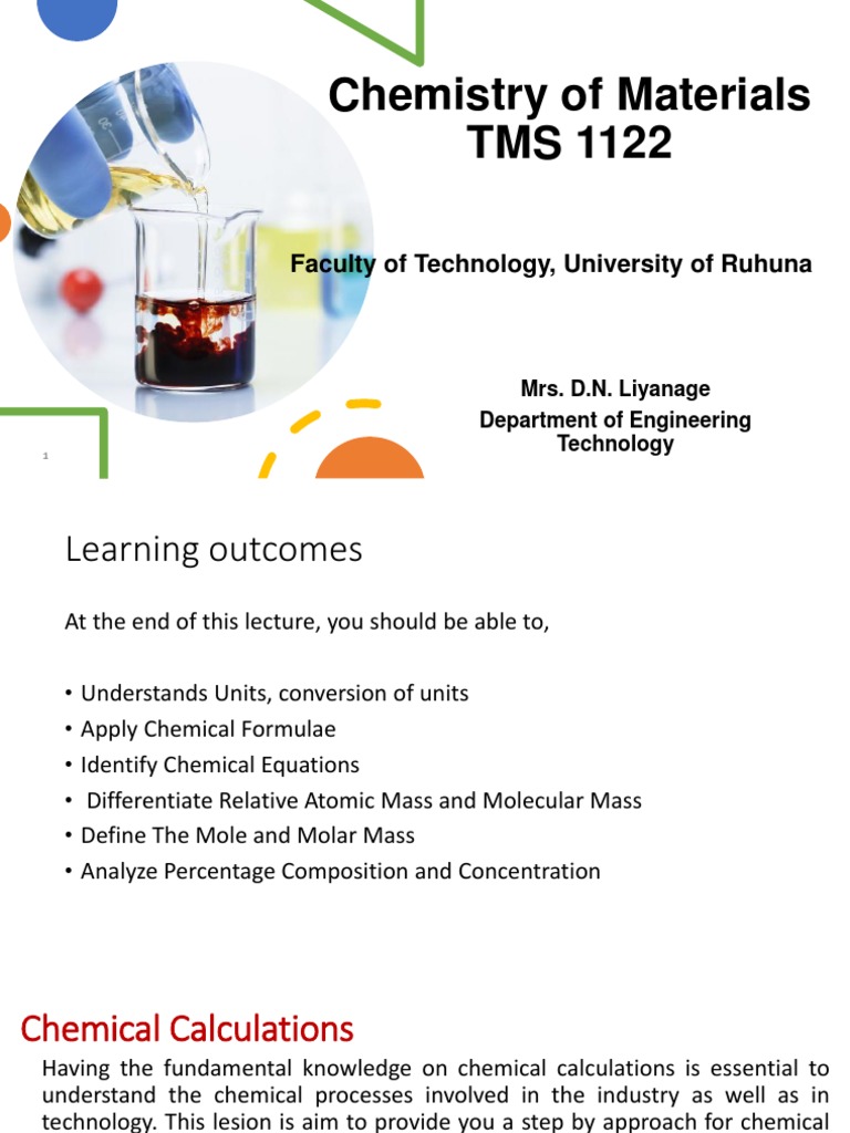 Chemistry of Materials Lec 6 | PDF | Mole (Unit) | Ion