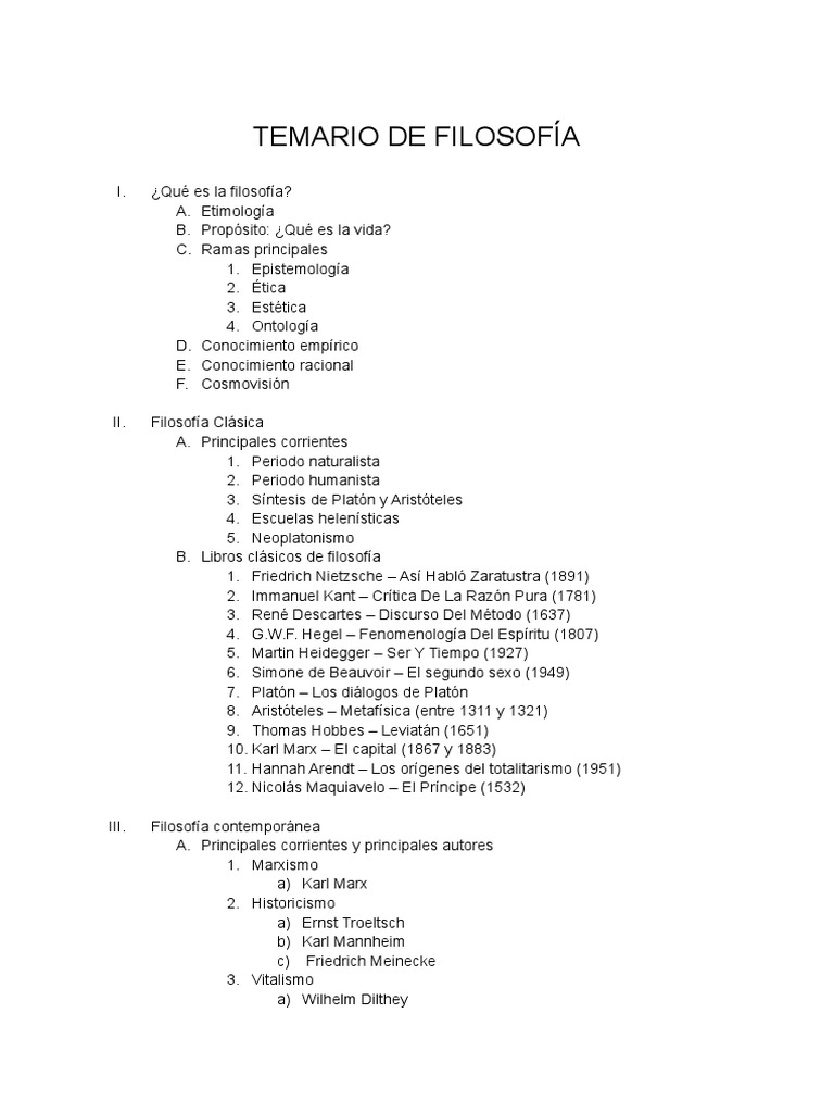 Temario de Filosofía | PDF