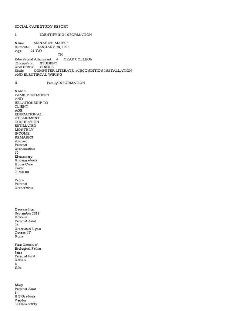 Social Case Study Report Example | PDF | Career & Growth