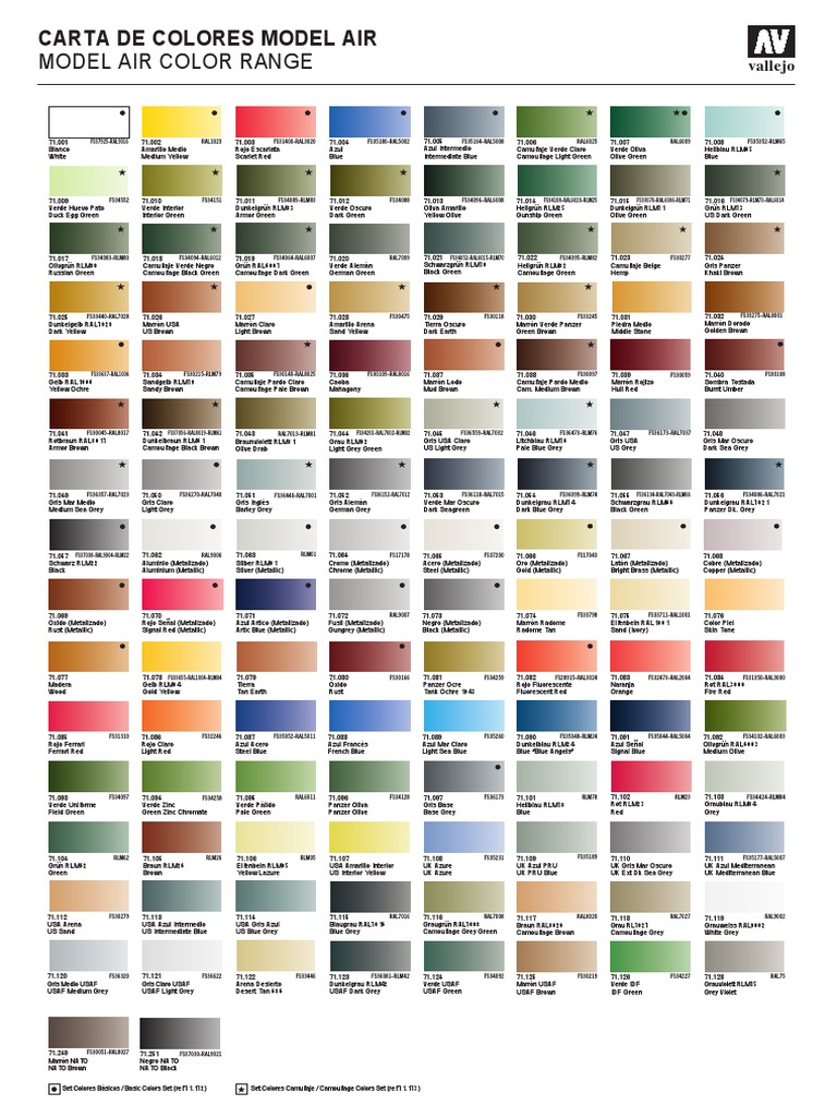 Vallejo Model Air Color Chart | PDF | Grey | Rainbow