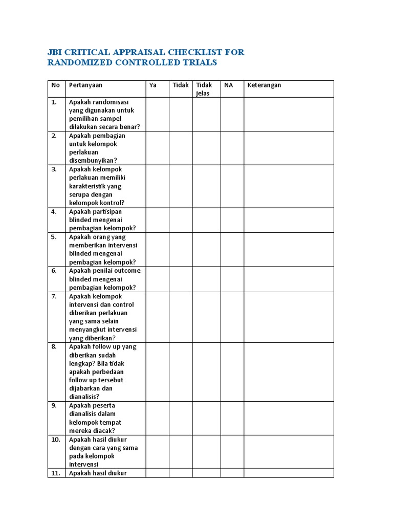JBI Critical Appraisal Checklist For | PDF