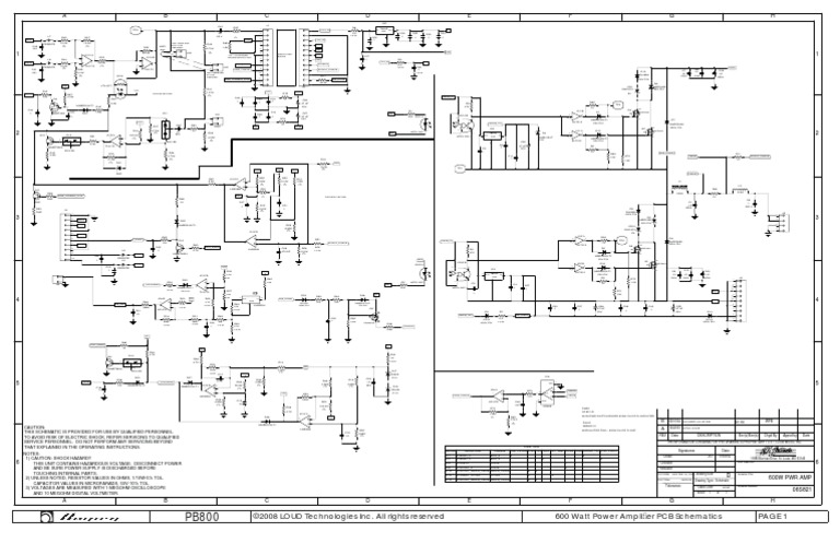 600 Watt Power Amplifier PCB Schematics (821SCH - B) | PDF