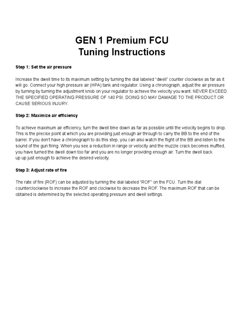 Premium FCU (Gen 1) Tuning Instructions | PDF | Gun Barrel | Trigger ...