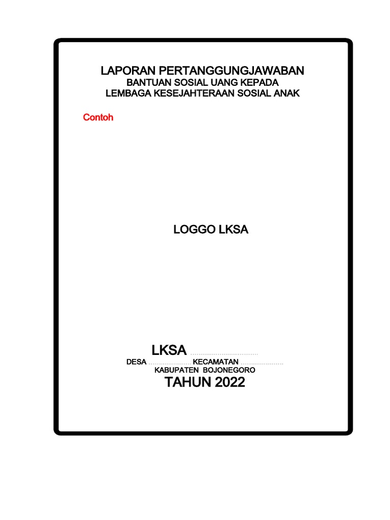 Contoh LPJ Bansos Lksa 2022 | PDF