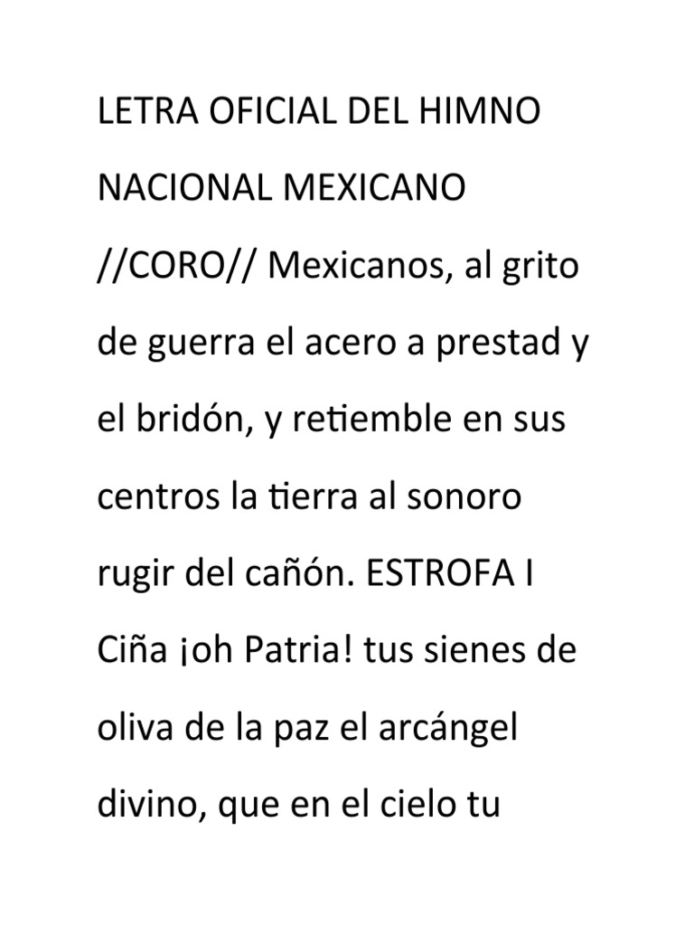 Letra Completa Del Himno Nacional Mexicano Pdf 6124