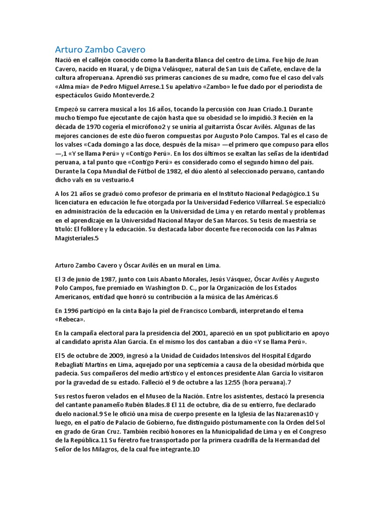 Arturo Zambo Cavero | PDF | Perú