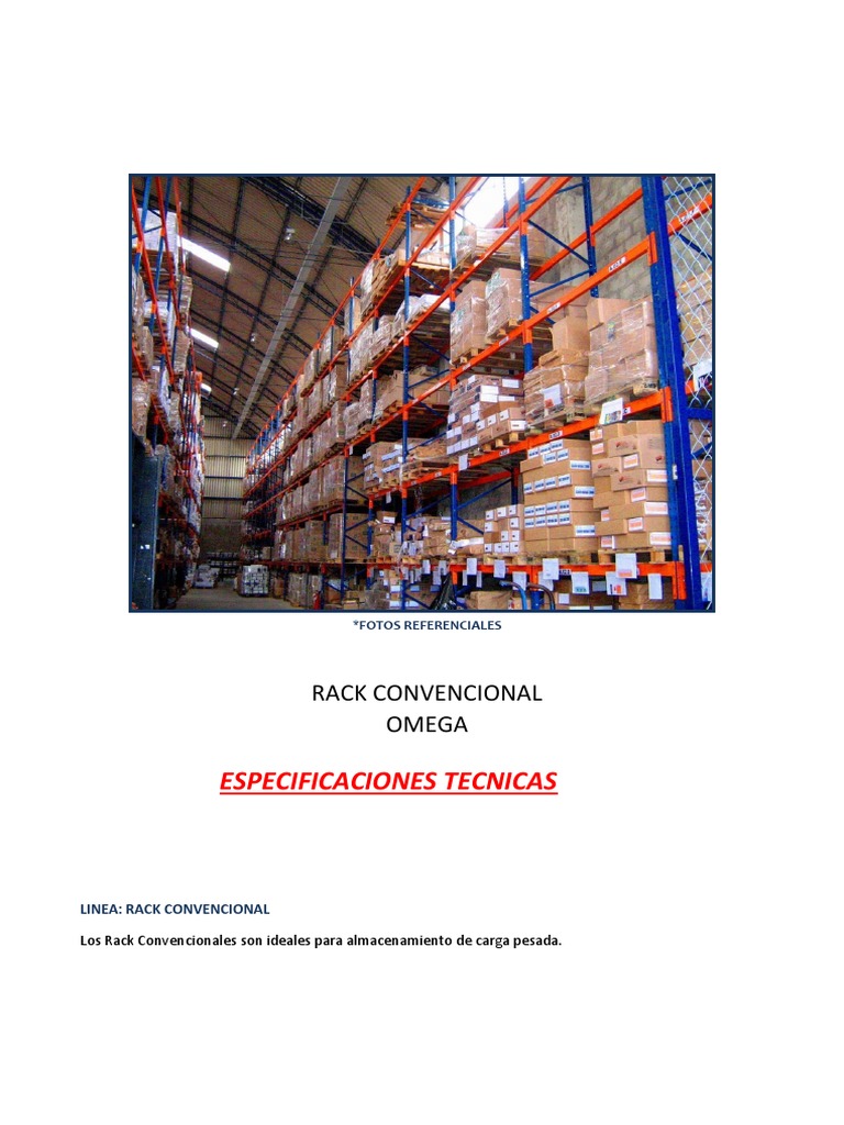 Rack Especificaciones Tecnicas | PDF | Tornillo | Bienes manufacturados