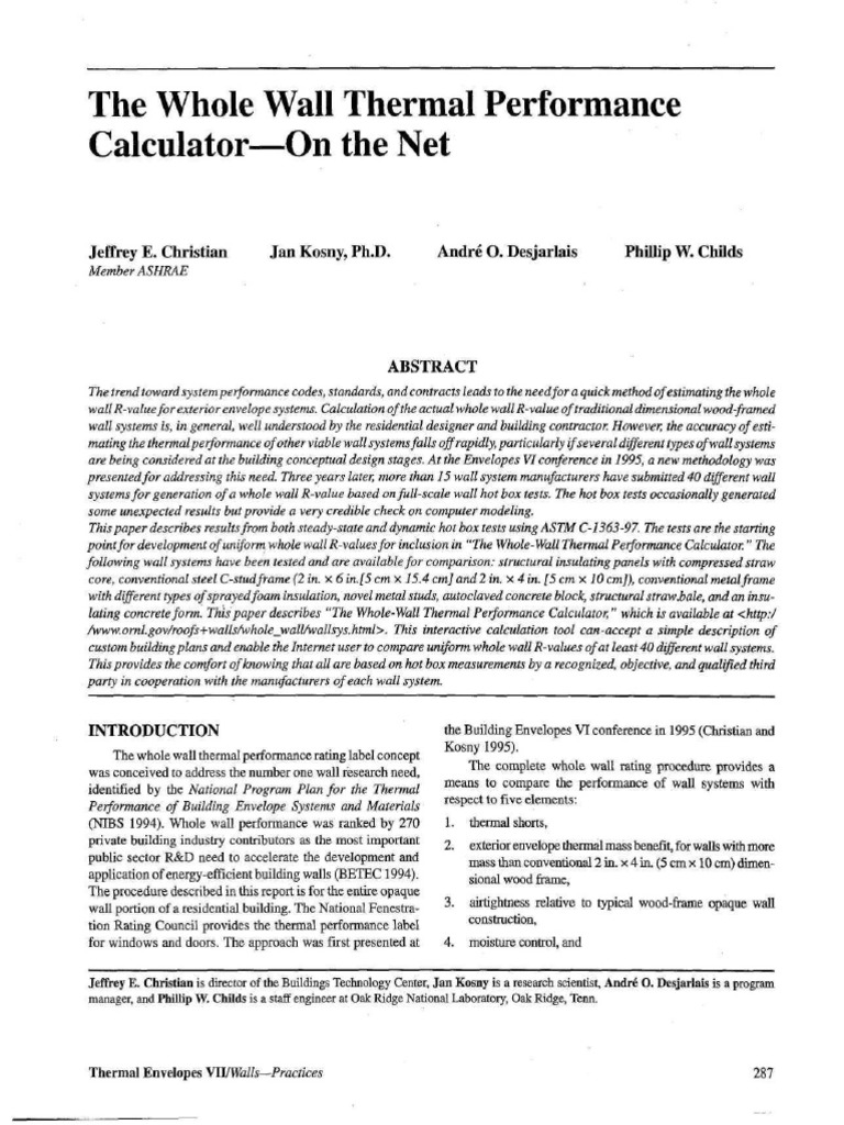Whole Wall Thermal Performance Calculator | PDF | Building Insulation | Framing (Construction)