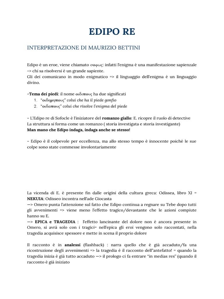 Edipo Re e Edipo A Colono | PDF