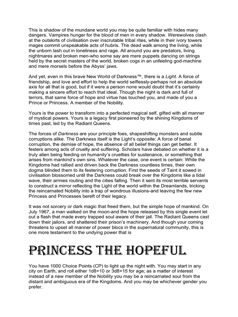 Princess - The Hopeful Jumpchain | PDF
