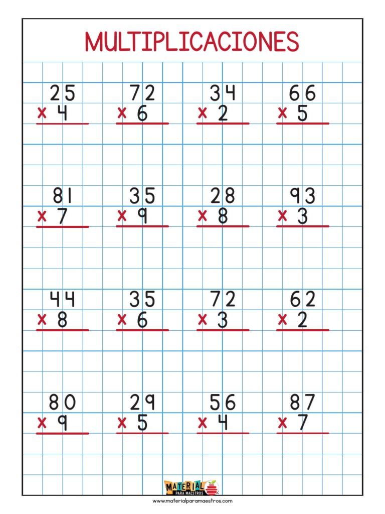 Ejercicios para Practicar Las Multiplicaciones | PDF