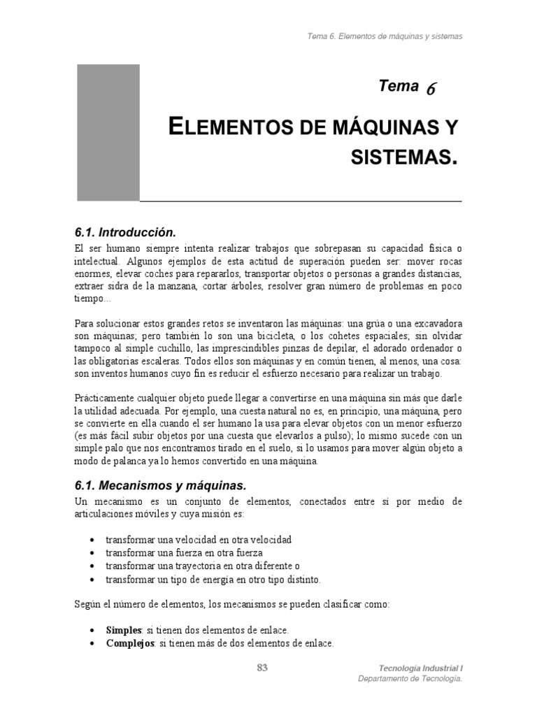 Elementos de Máquinas y Sistemas | PDF | Engranaje | Palanca