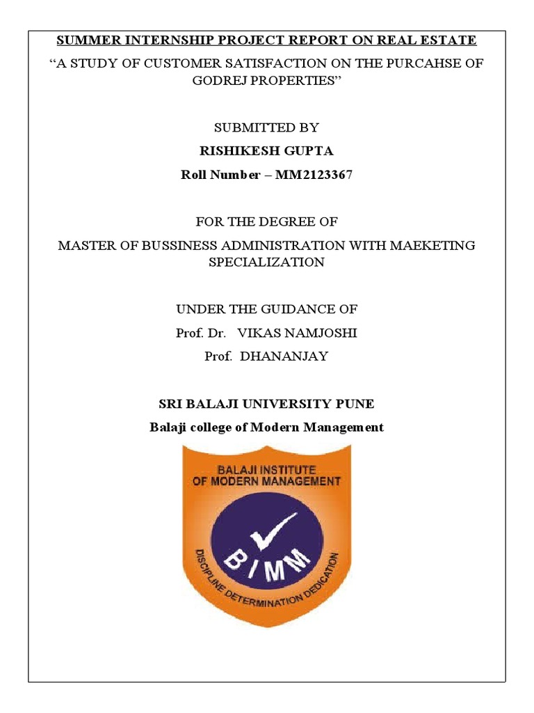 Summer Internship Project Report On Real Estate | PDF | P Value ...