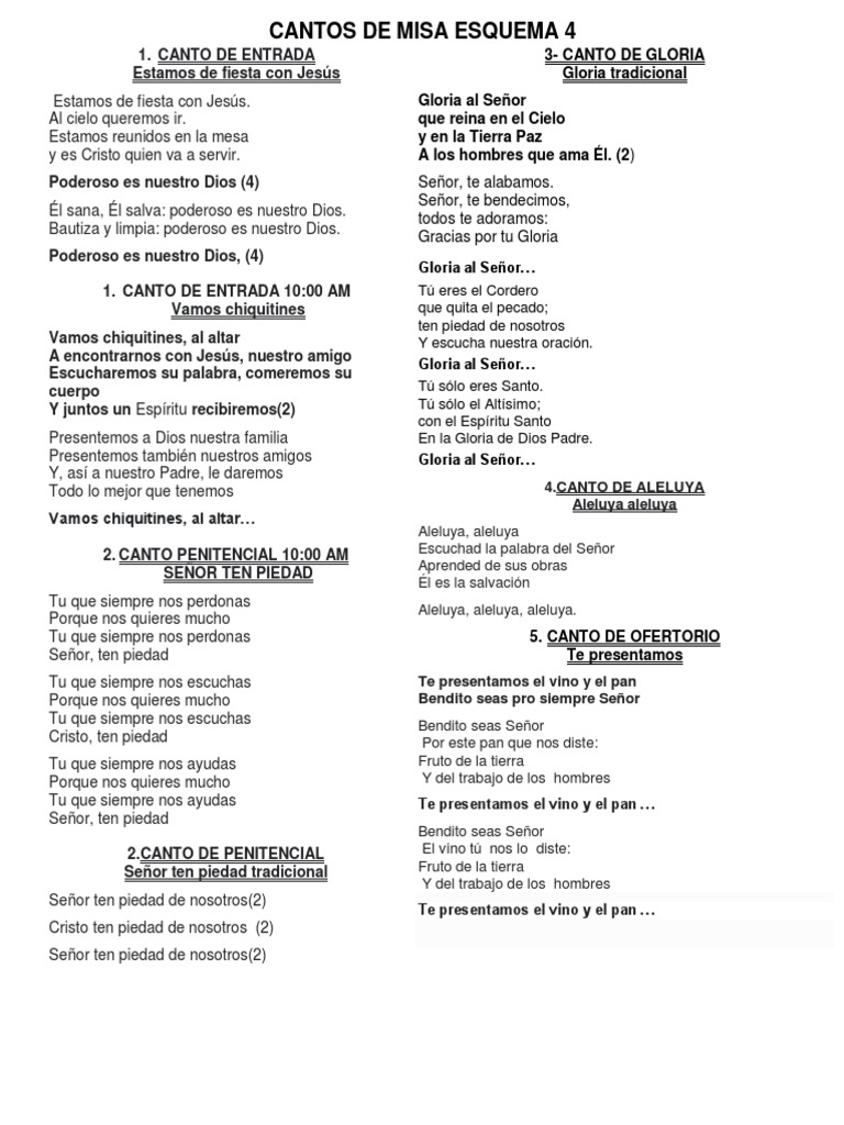 Cantos de Misa Esquema 4-1 | PDF | Misa (liturgia) | Cristo (título)