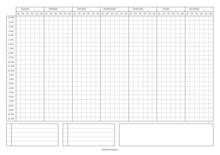 24-Hour Weekly 10-Minute Time Block Planner - Tracker - Sunday | PDF