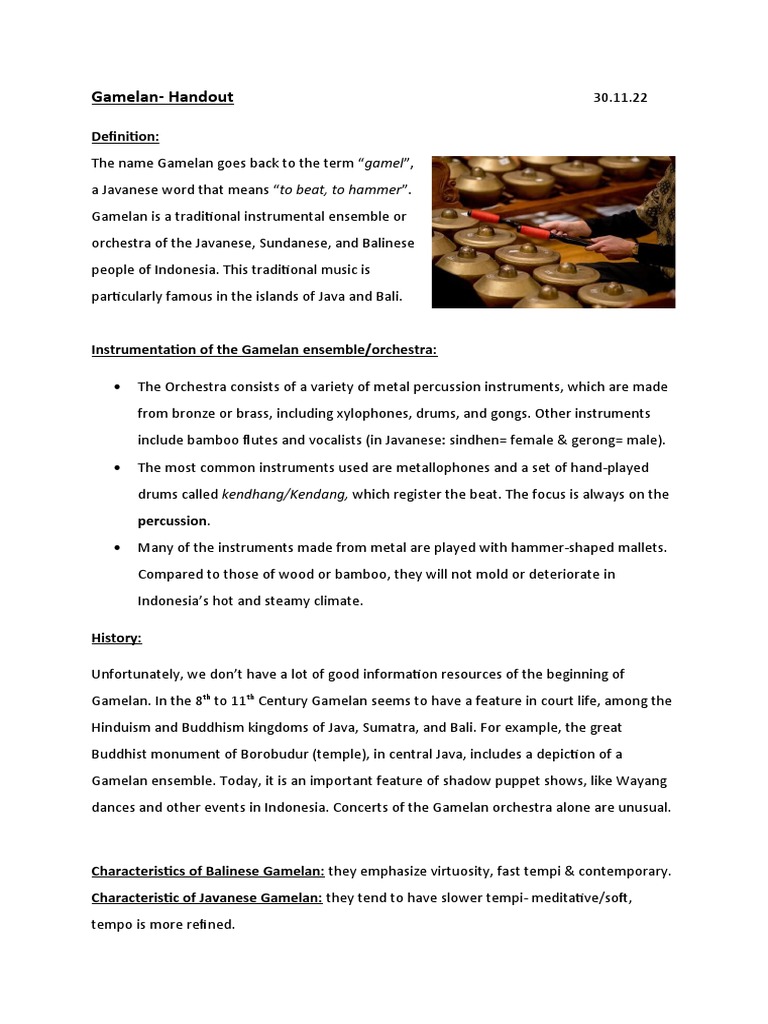 Gamelan - Handout | PDF