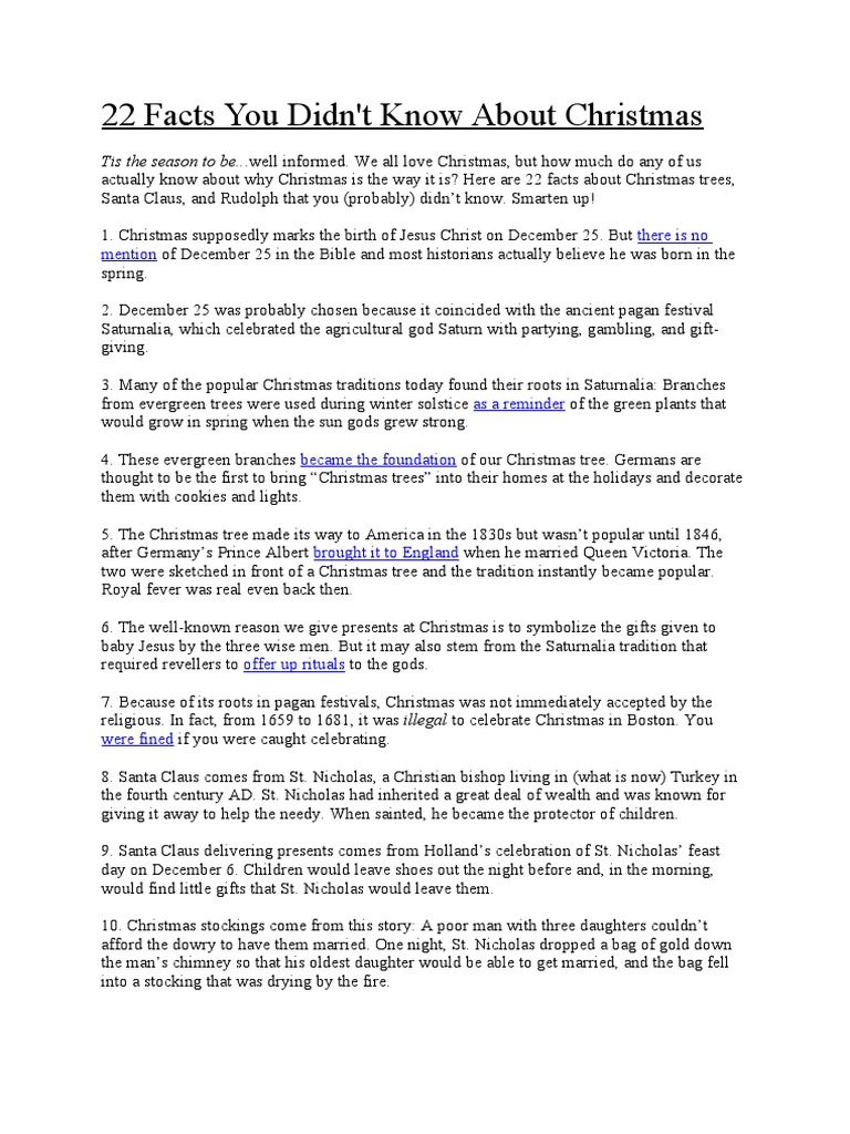 22 Facts You Didn't Know About Christmas | PDF | Christmas | Santa Claus