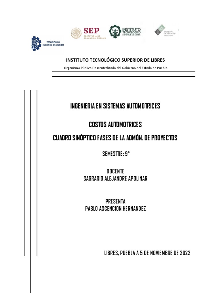 4.1 Cuadro Sinóptico Fases de La Admón. de Proyectos | PDF