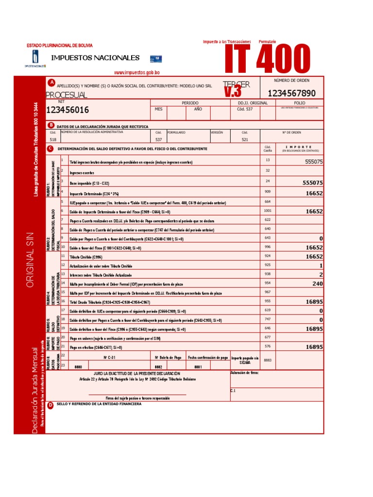 Formulario 400 IT LLENADO | PDF | Impuestos | Finanzas del gobierno