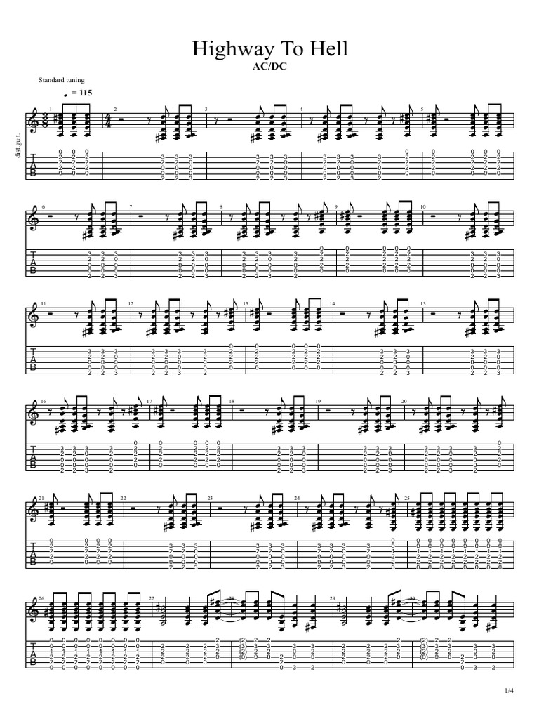 AC/DC Highway to Hell Tab | PDF | Rock Music | Albums