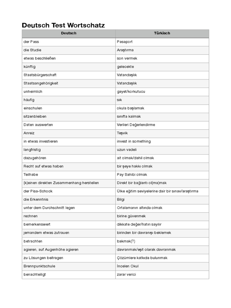 Deutsch Test Wortschatz PDF | PDF