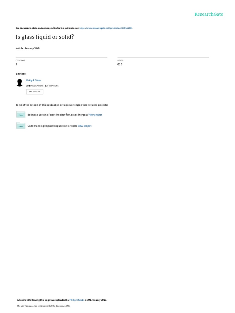 Is Glass Liquid or Solid | PDF | Melting | Glasses