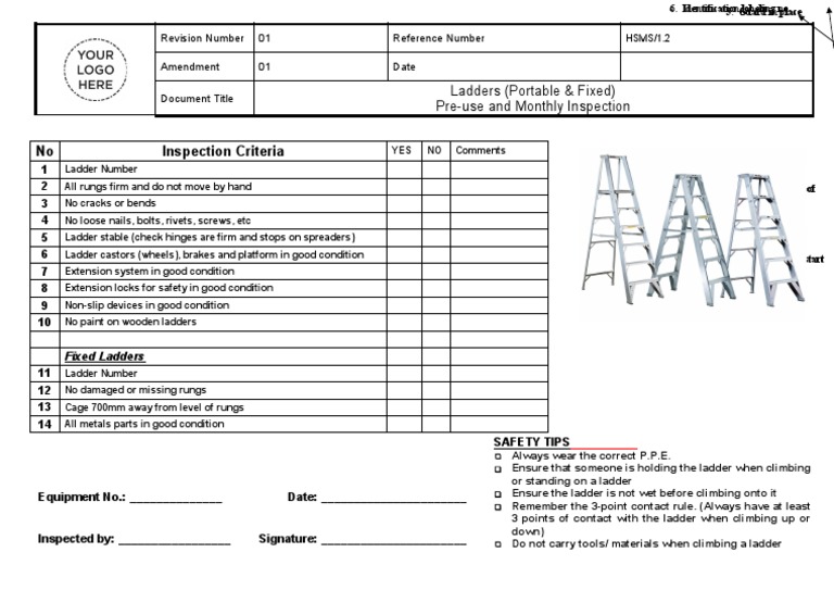 Ladder Inspection Checklist | PDF | Ladder | Screw