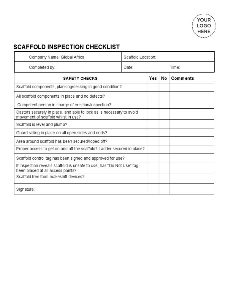 Scaffold Inspection Checklist | PDF