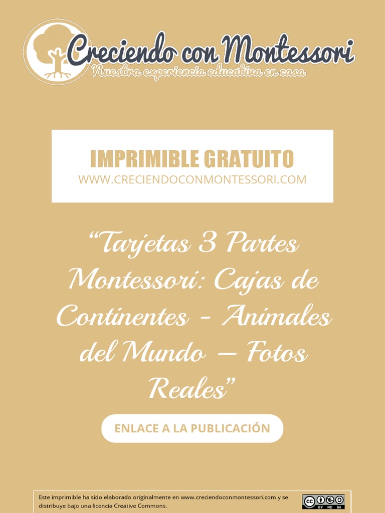 Animales Reales - Tarjetas 3 Partes Montessori - Cajas de Continentes ...